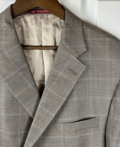 Hart Schaffner Marx Men's Blazer 50R Beige Windowpane Jacket Sport Coat ...