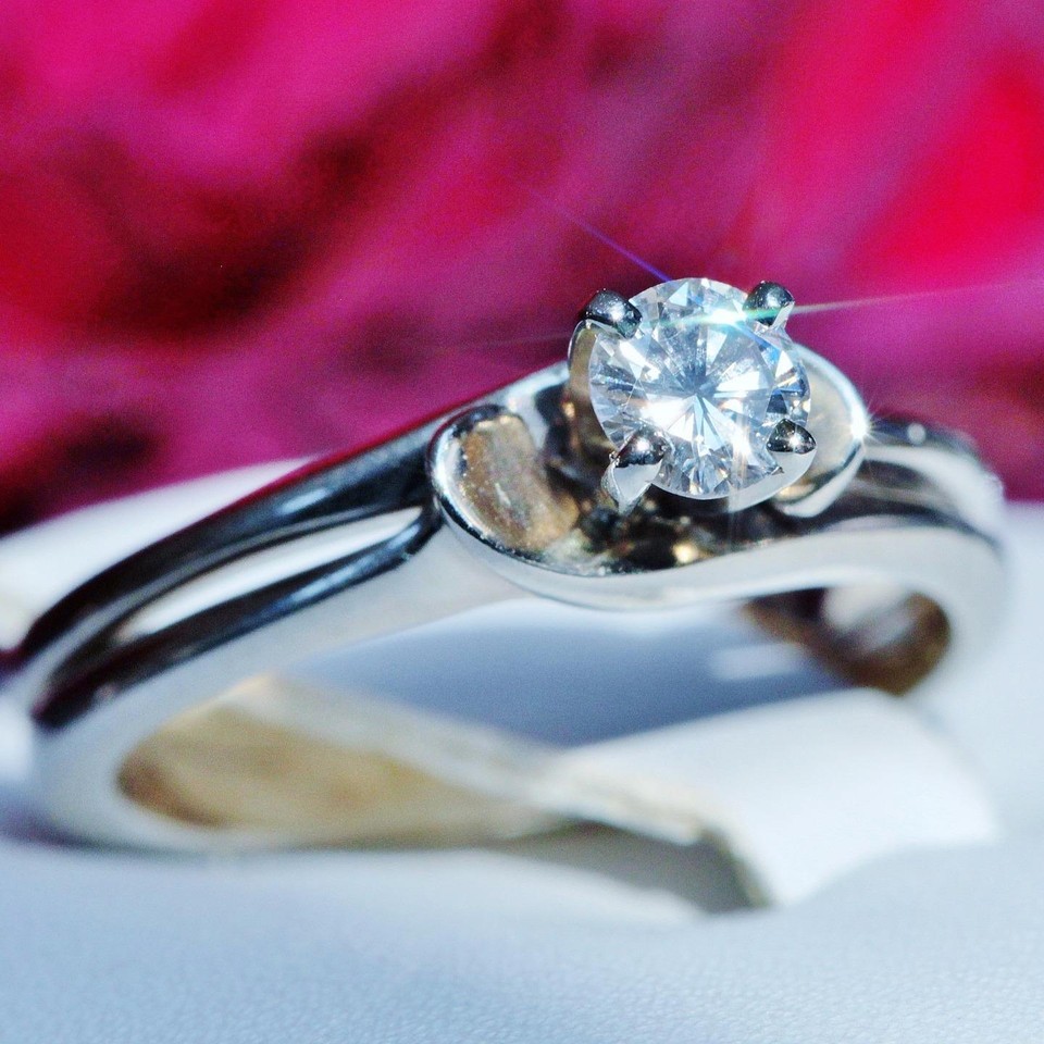 14k white gold ring 0.22ct diamond wedding set size 4 handmade 3.4gr ...