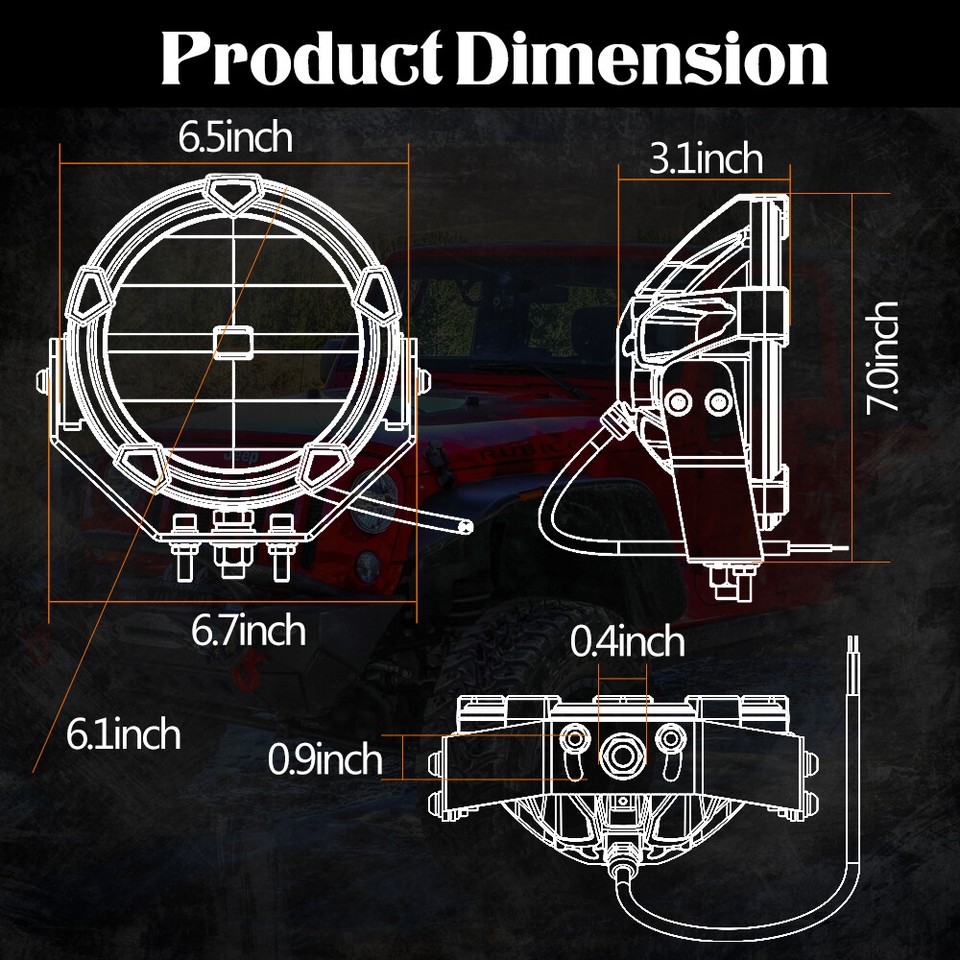 3"4"5"7"Inch Round LED Fog Lights Spot/Flood Bumper Driving Pod Bar ...