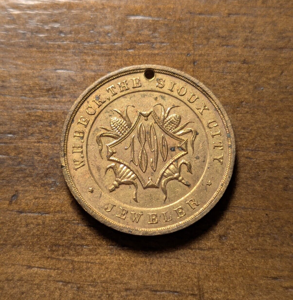 1890 Sioux City, Iowa IA Corn Palace W. H. Beck Jeweler Coin Medal ...