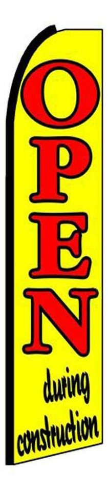 Open During Construction Flag Flutter Feather Banner Swooper Bundle Kit ...