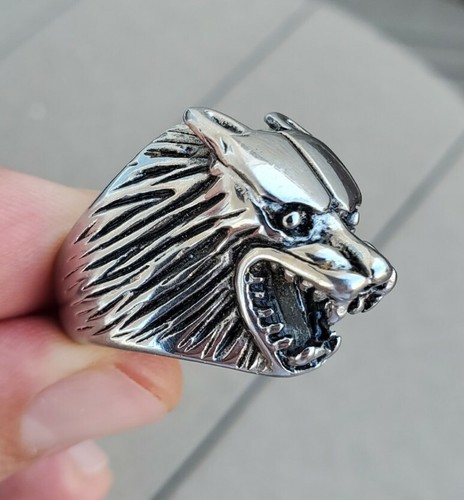 Jackal Head Angry Wolf Stainless Steel Ring | eBay
