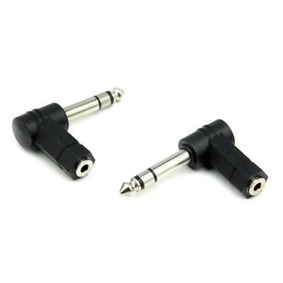 2 pcs Right Angle 6.35mm 1/4 Stereo Female to 3.5mm Male Jack Adapter ...