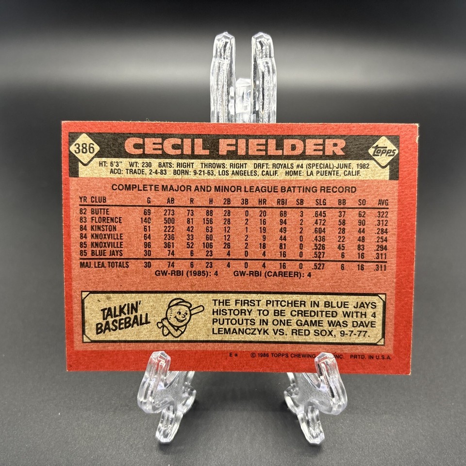 1986 Topps Cecil Fielder Rookie Card R36942 **READ DESCRIPTION** | eBay