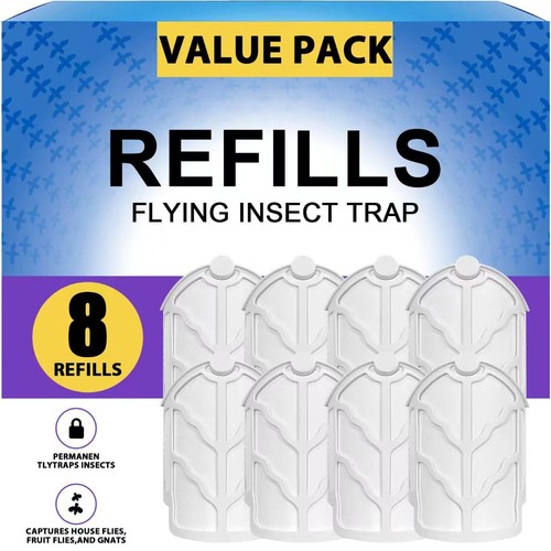 8 Pack Flying Insect Trap Refills with ZEVO, Indoor Fruit Fly Refill ...