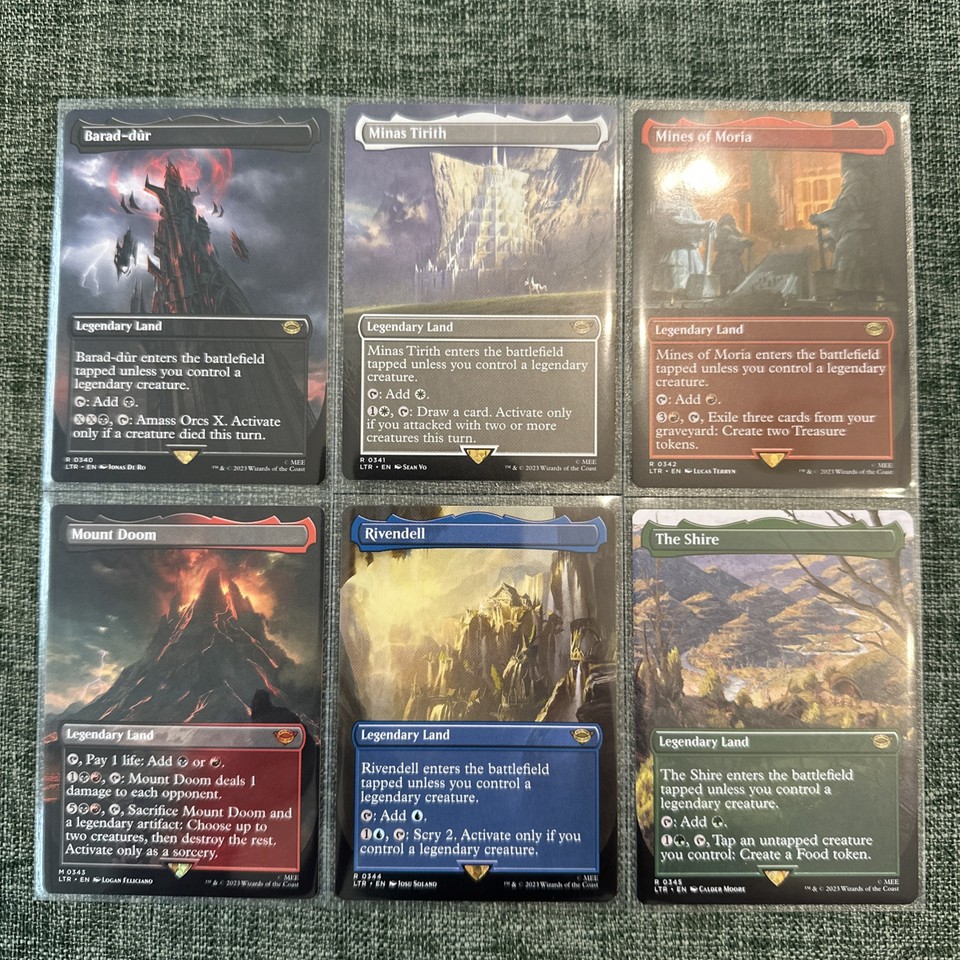 MTG LTR Non-Foil Borderless Legendary Land Set NM Barad-Dur Mount Doom ...
