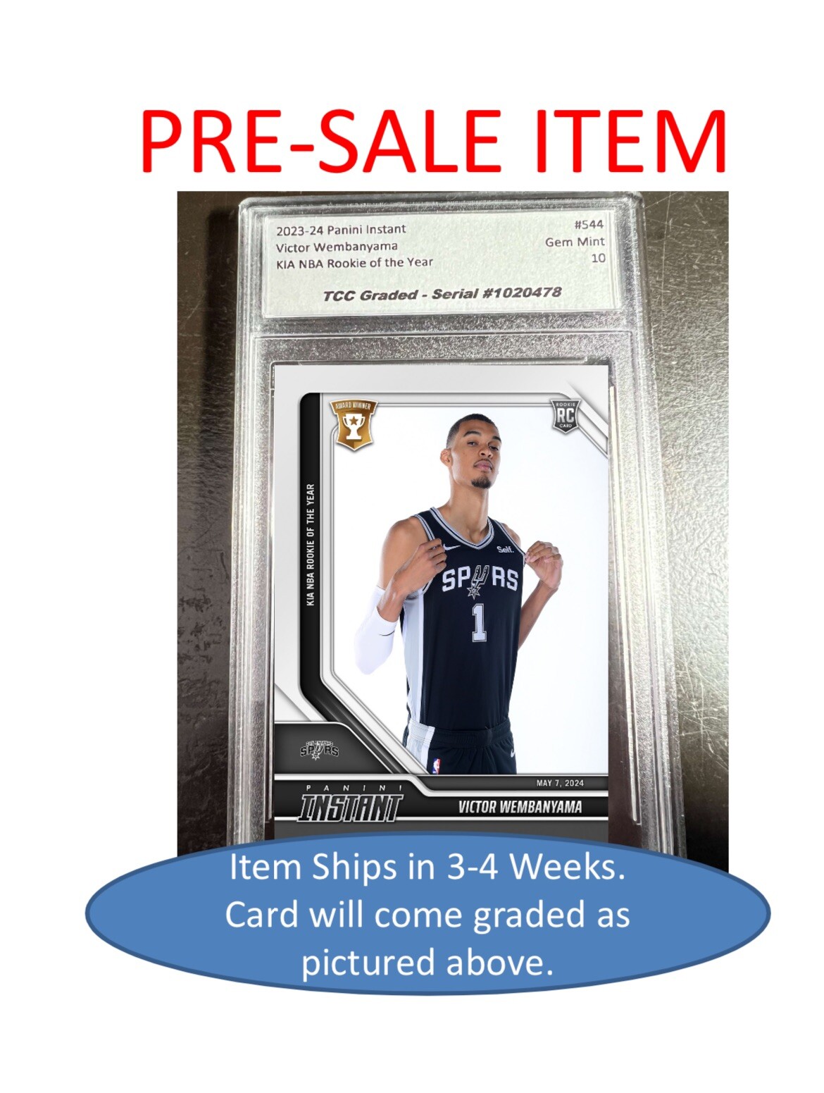 2023-24 Panini Instant Victor Wembanyama Rookie of the Year TCC Graded ...