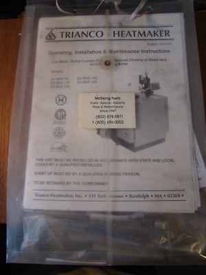 TRIANCO HEATMAKER OPERATING INSTALLATION MAINTENANCE INSTRUCTIONS MAX75 ...