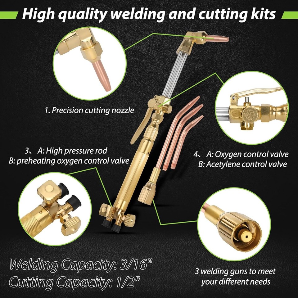 Welding Portable Cutting Torch 17-Piece Oxygen Acetylene Torch Kit with ...