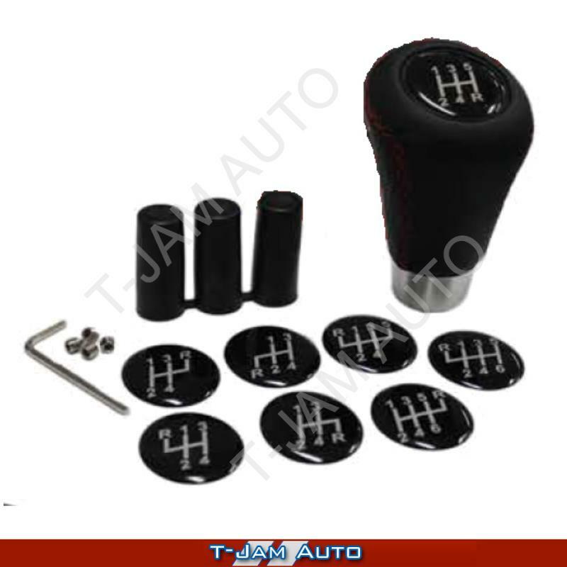 SAAS Genuine Black Leather Gear Knob with Red Stitching Knob 8 Shift ...
