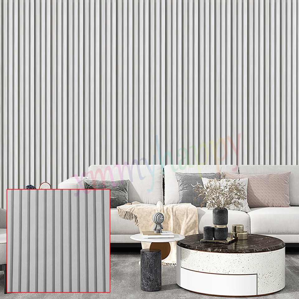 Wooden Slat Panelling Wallpaper 3D Effect Wood Panel Stripes Features ...
