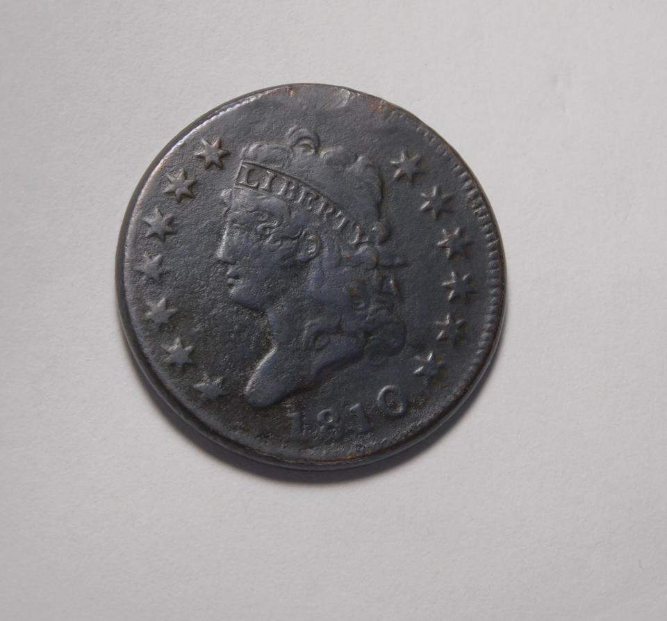 SCARCE 1810 V.F. CLASSIC HEAD U.S. LARGE CENT CHOCOLATE BROWN ONLY $284 ...