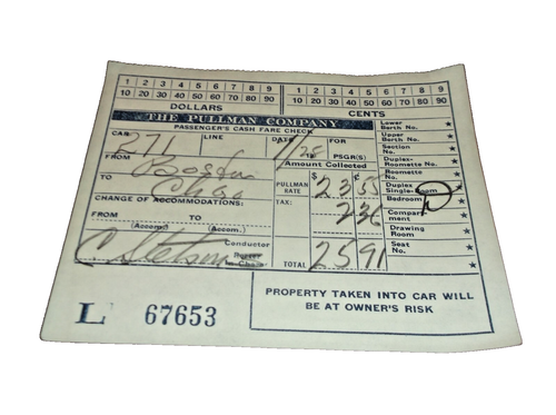 PULLMAN TICKET ON B&A NYC NEW YORK CENTRAL BOSTON TO CHICAGO | eBay