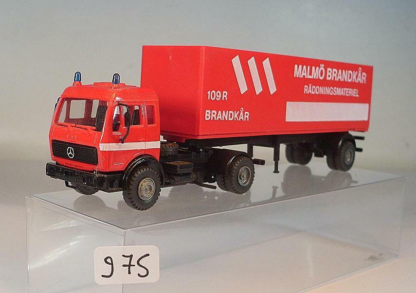 RMM Hetterich 1/87 MB Mercedes Benz Sattelzug Feuerwehr Malmö Brandkar ...