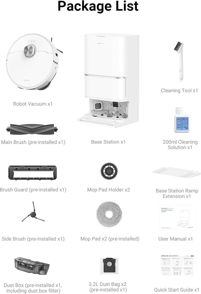 NEW DREAME L40 Ultra Robot Vacuum Removable & Liftable Mop Extendable ...