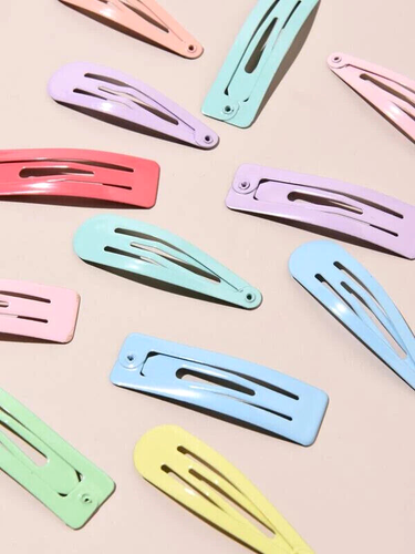 NEW Women's Multi Color Snap Hair Clips Pins Barrettes Set of 12 Pastel ...