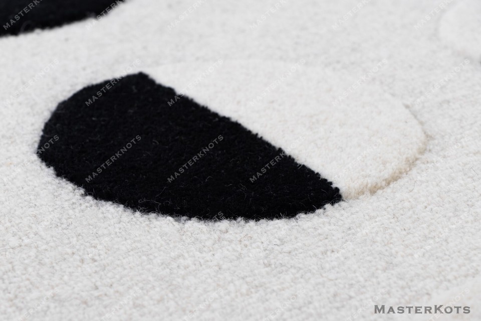Lunar Eclipse Black & White Hand Tufted 100% Wool Soft Area Rug Carpet. | eBay
