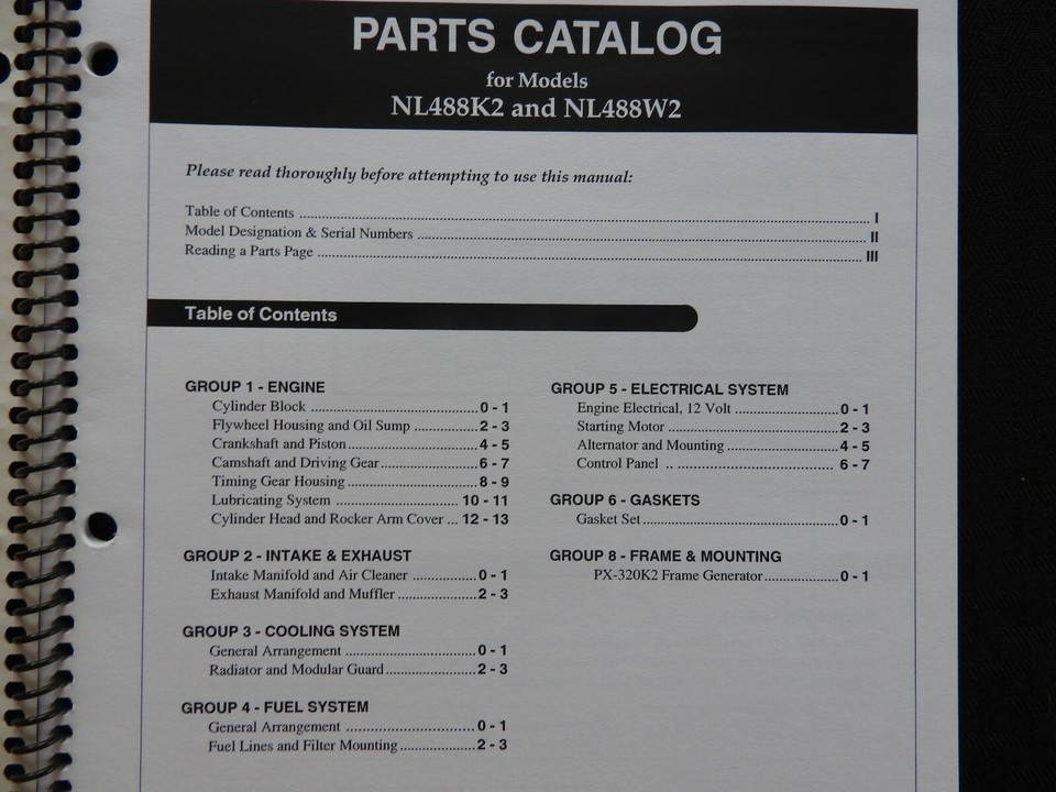NORTHERN LIGHTS NL488K2 NL488W2 DIESEL GENERATOR SET LUGGER PARTS ...