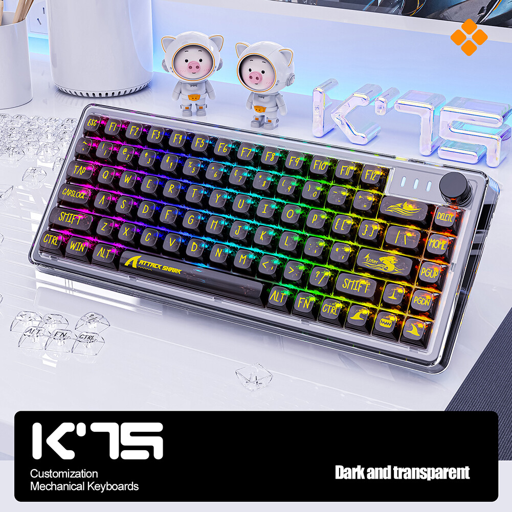 K75 Mechanical Keyboard Hot Swap RGB 82 Keys Wired Keyboard (Black ...
