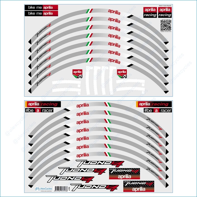aprilia Tuono V4 Racing Stickers Laminated Wheel Rim Decals Stripes Kit ...