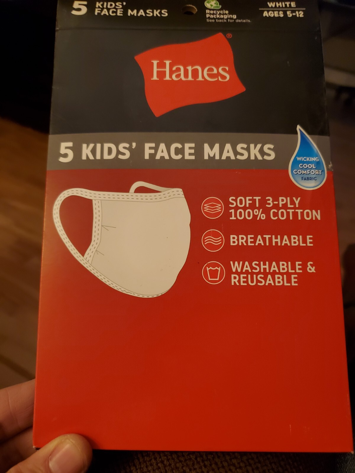 NEW Hanes White Face Masks Kids Sizes (1 Packs) 5 Masks | eBay