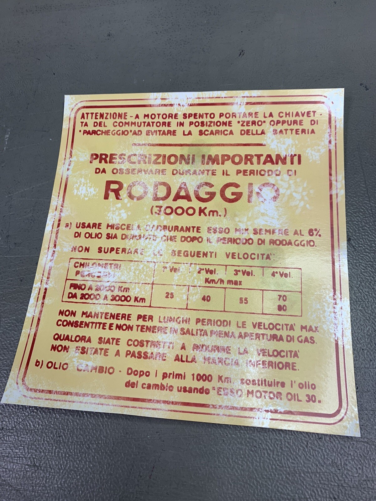 Decalcomania Decal RODAGGIO vespa GS150 VS1 cavi Esterni VS2 VS3 VS4 CONSERVATA | eBay UK