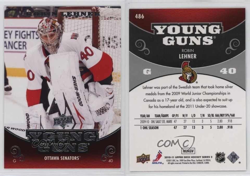 2010-11 Upper Deck Young Guns Robin Lehner #486 5xh | eBay