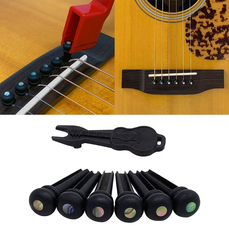 Acoustic Guitar Bridge Pins Pegs with Bridge Pin Puller Guitar Parts ...