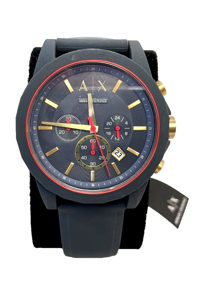 Armani Exchange AX1335 Chronograph 47mm Blue Silicone Strap Watch NEEDS ...