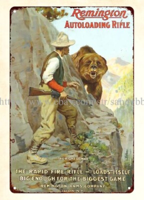 1907 Remington Arms Company bullet ammo firearm hunting metal tin sign ...