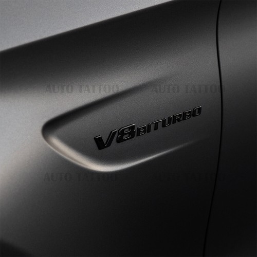 2x 17+ V8 BITURBO AMG Logo Side Fender Marker Nameplate Emblem Badge ...