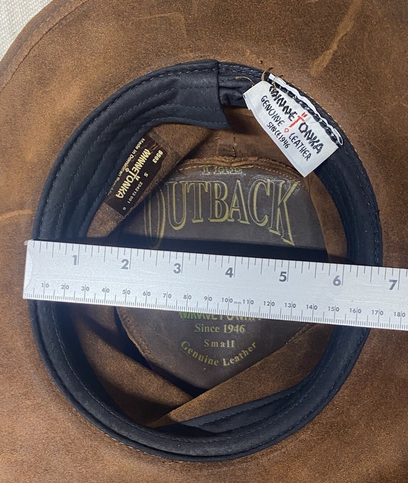 Minnetonka The Outback Brown Genuine Leather Western Hat Mens Small ...