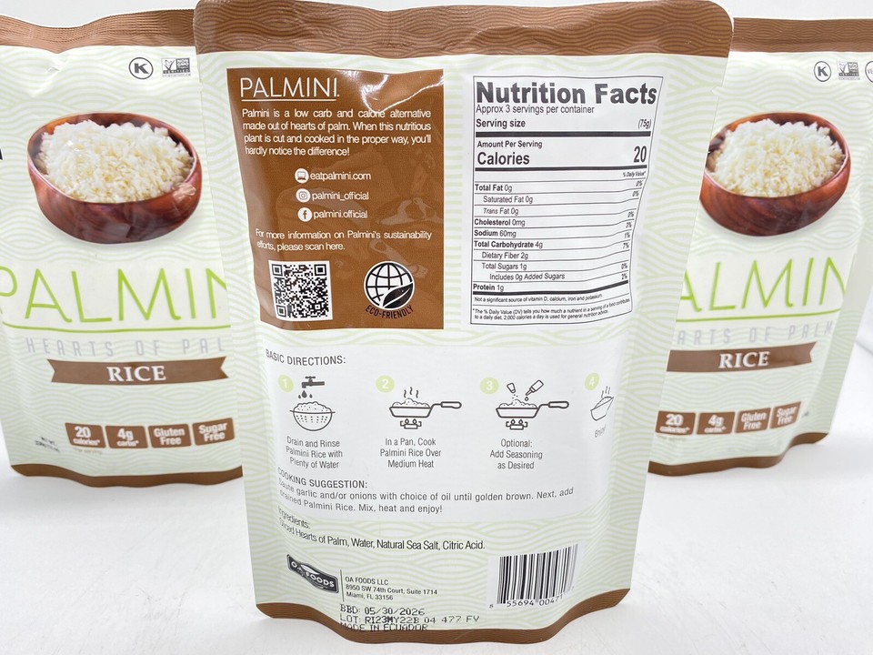 Palmini Low Carb Rice 4G of Carbs Brand New Hearts Of Palm 3 -12oz Pks ...