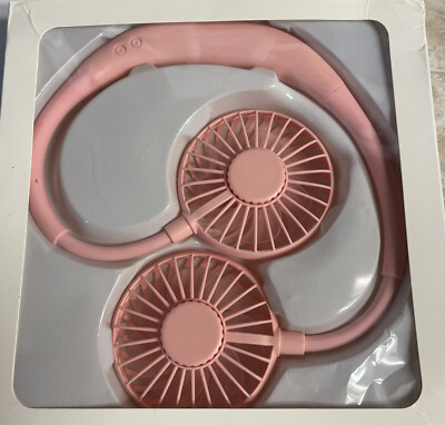 Portable Mini Sport Fan USB Rechargeable Neckband Pink Neck Hanging ...