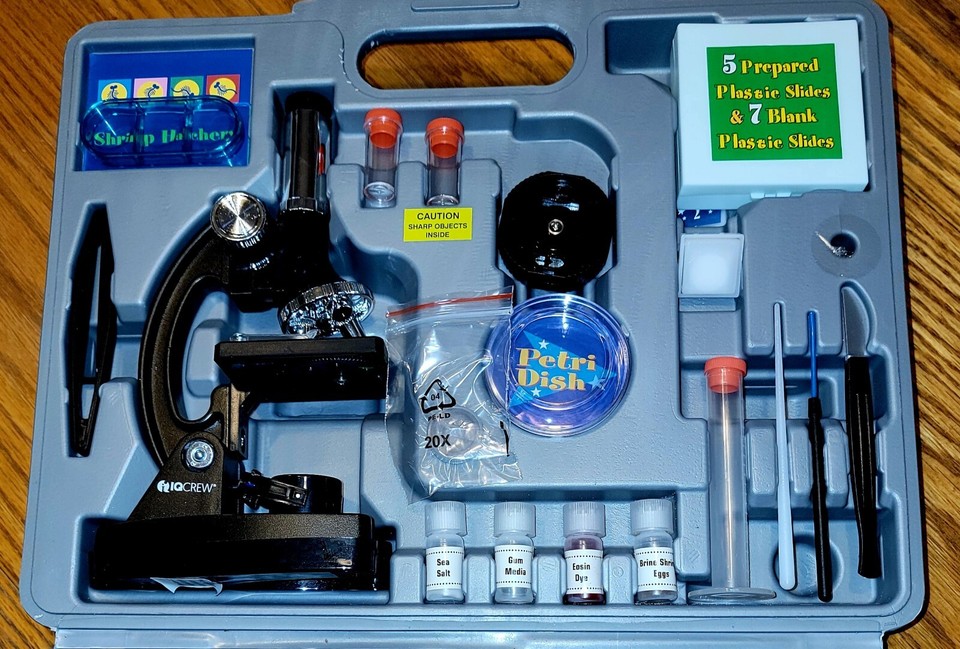 IQ Crew Multicolor Durable Metal Framework 52 Piece Microscope Set Ages ...