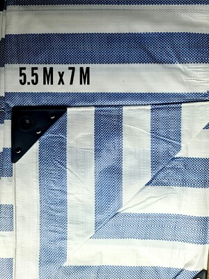 NEW STRIPED MARKET STALL HEAVY DUTY WATERPROOF TARPAULIN (5.5M x 7M ...