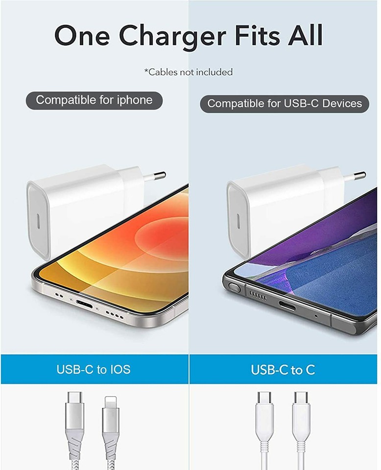 PD 8-Pin USB Type C iPhone Charger 1M/3FT Cable Cord USB C for iPhone ...