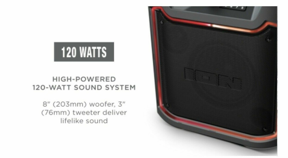 ION Pathfinder 4 Wireless Qi Charging - Portable Bluetooth Speaker IPX5 ...