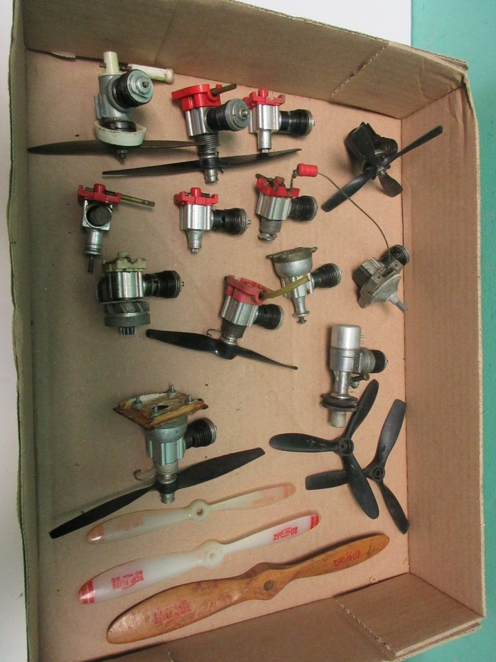 Lot of 12 Cox 049 Engines + 1 Royal Spitfire + Wrenches + Props Parts ...