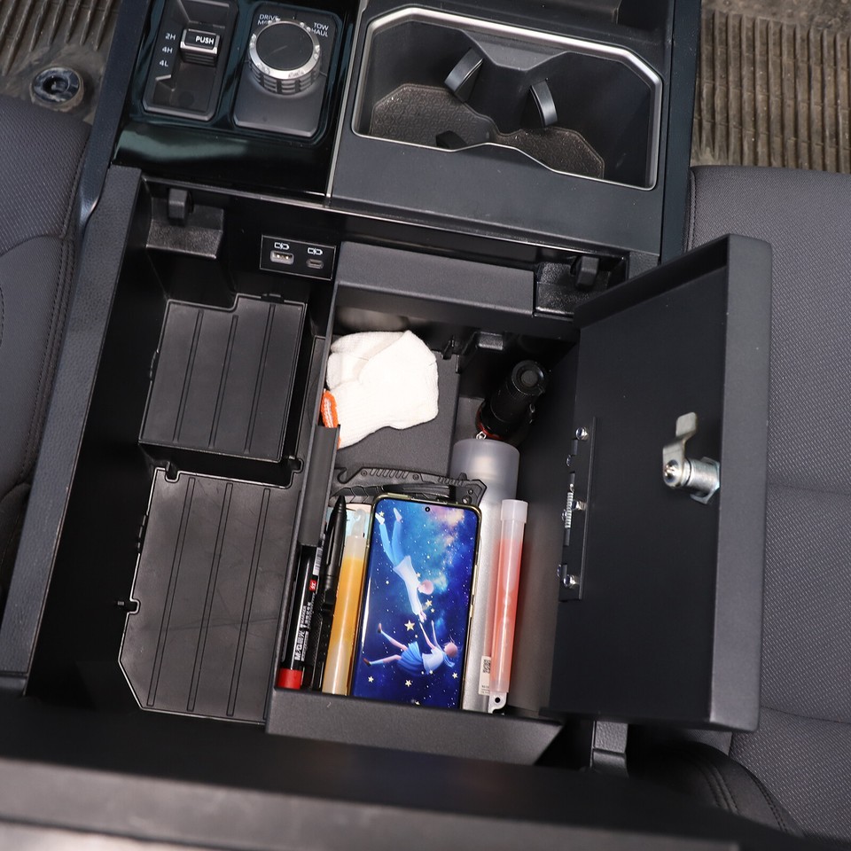 Aluminum Alloy Center Console Safe Storage with keyless lock Fits ...