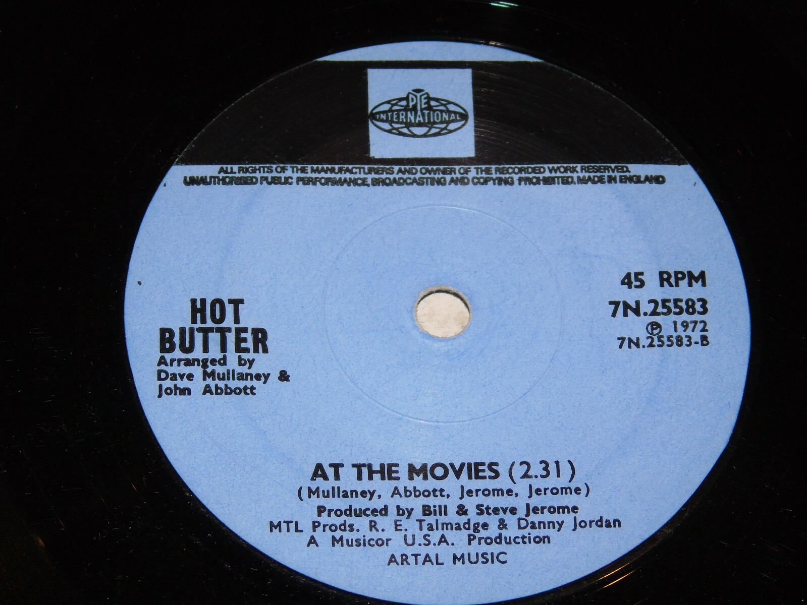 HOT BUTTER - Popcorn - 1972 UK solid centre 2-track 7" vinyl single ...