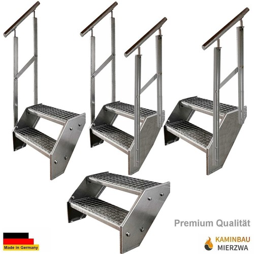Premium Steel Stair 2 Steps 600-1400 mm Galvanised Terrace Outdoor ...