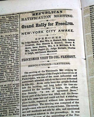 REPUBLICAN PARTY IS BORN w/ John C. Fremont President Nomination 1856 ...