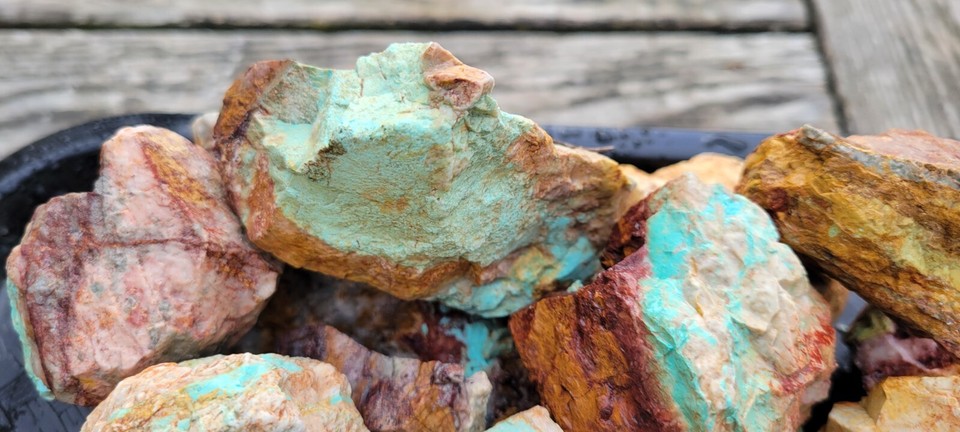 Natural Hard Untreated Tonopah NV Turquoise Royston Ribbon Rough - Half ...
