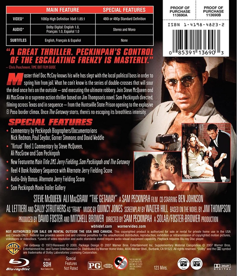 The Getaway (Blu-ray) Steve McQueen Ali MacGraw Ben Johnson Sally ...