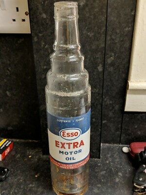 Vintage Tall Esso Extra Motor Car Engine Oil Bottle very good condition ...
