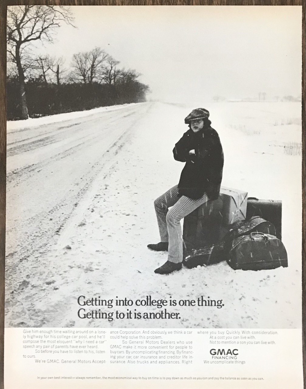 1971 GMAC Car Financing PRINT AD Getting Into College Is One Thing | eBay