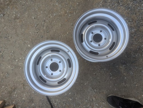 2 New Wheel Vintiques 15x8 Chevy Rally Wheels, 5 on 5" Truck Van C10 ...