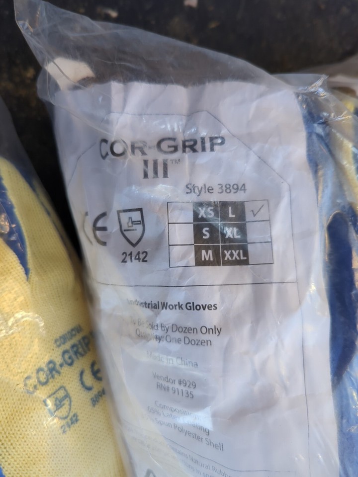 Cordova Gloves 3894 COR-GRIP III, Latex, Crinkle Large 24 Pair | eBay