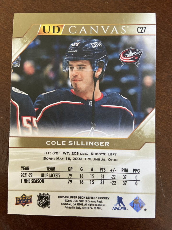 22/23 UPPER DECK UD SERIES 1 HOCKEY UD CANVAS Cole Sillinger C27 | eBay